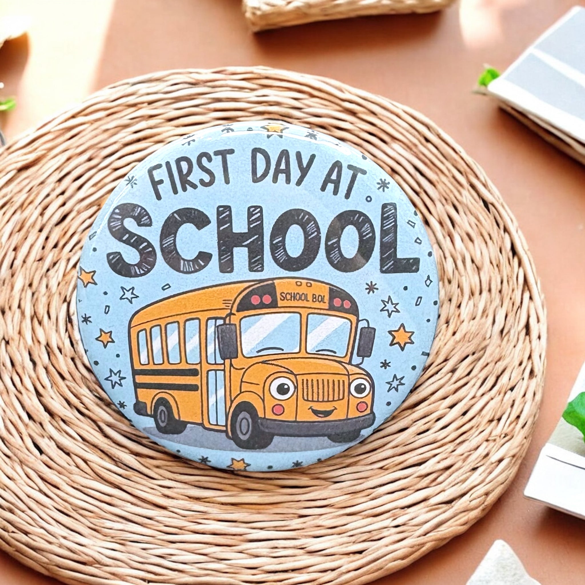 10 x First Day At School Bus Badges - Badge ONLY